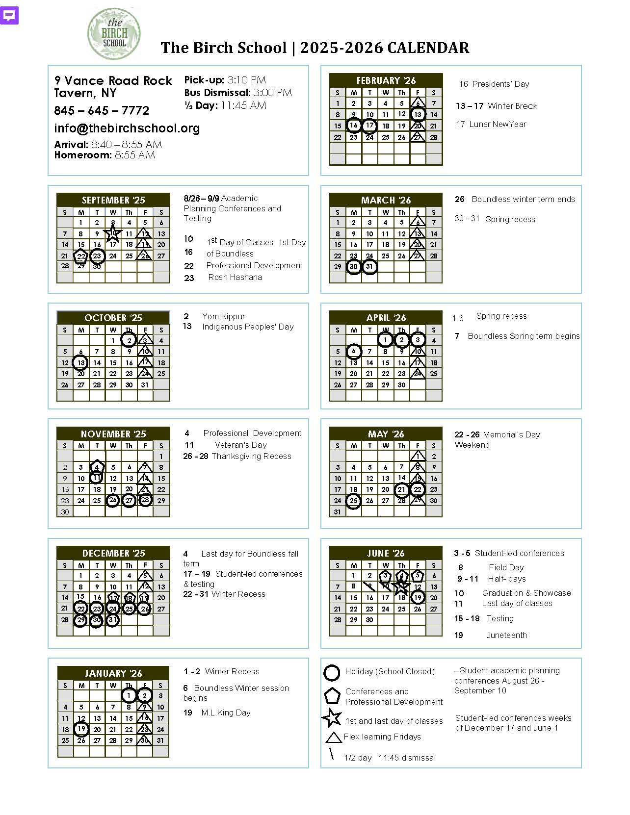 schedule-and-calendar - The Birch School